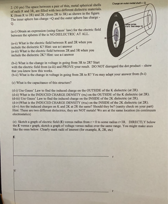 Solved Clurge on outer metal shell -- 2. (30 pts) The space | Chegg.com