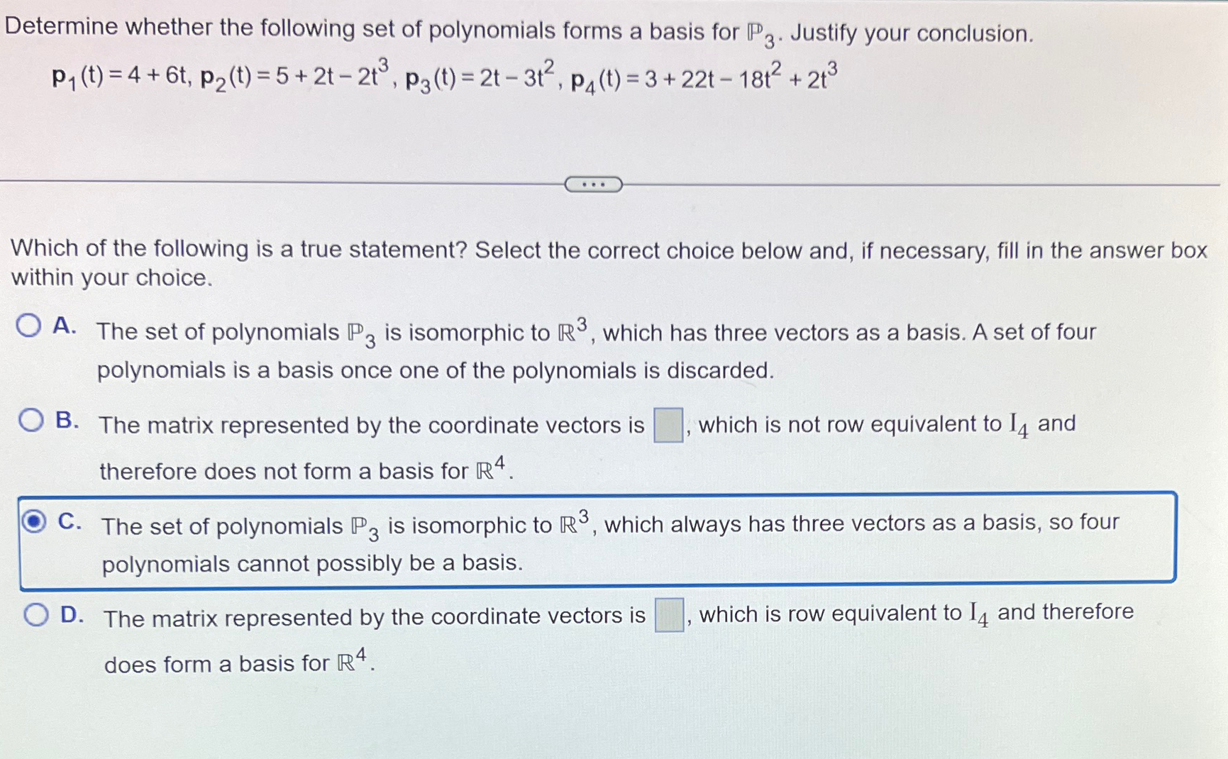 Solved Determine whether the following set of polynomials | Chegg.com