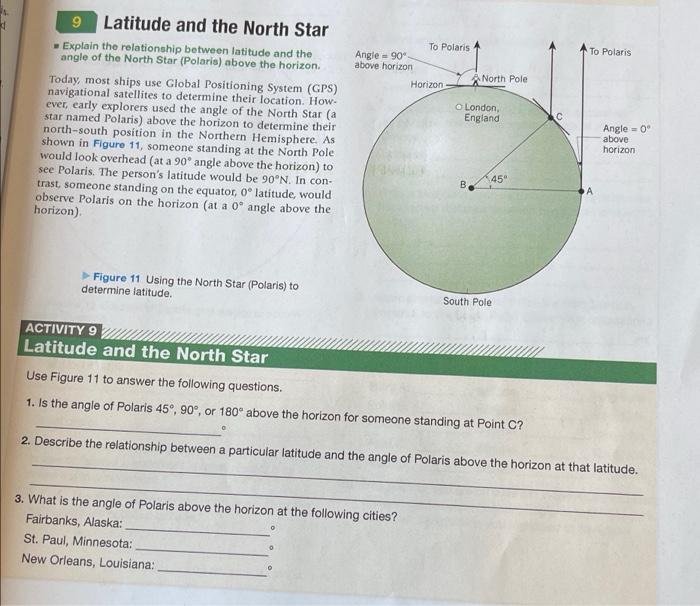 Solved 9 Latitude and the North Star Explain the | Chegg.com