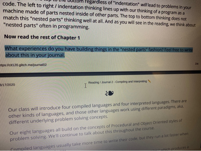 Solved regardless of "indentation" will lead to problems in | Chegg.com