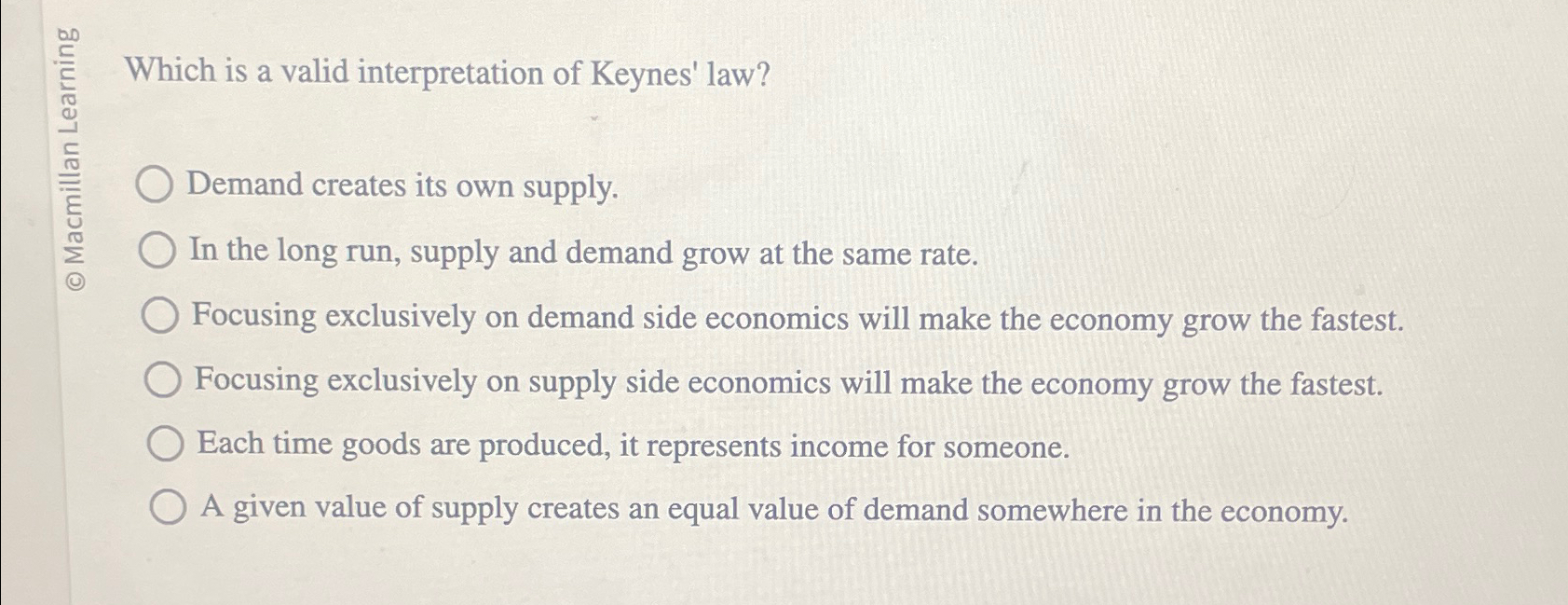 Solved ∞E ﻿Which is a valid interpretation of Keynes' | Chegg.com
