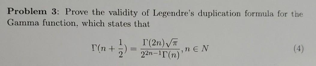 Solved Problem 3: Prove the validity of Legendre's | Chegg.com