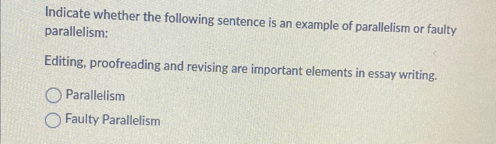 Solved Indicate whether the following sentence is an example | Chegg.com
