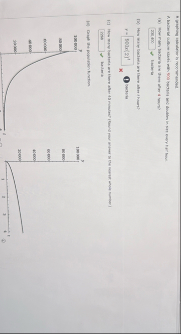 Solved A graphing calculator is recommended.A bacterial | Chegg.com