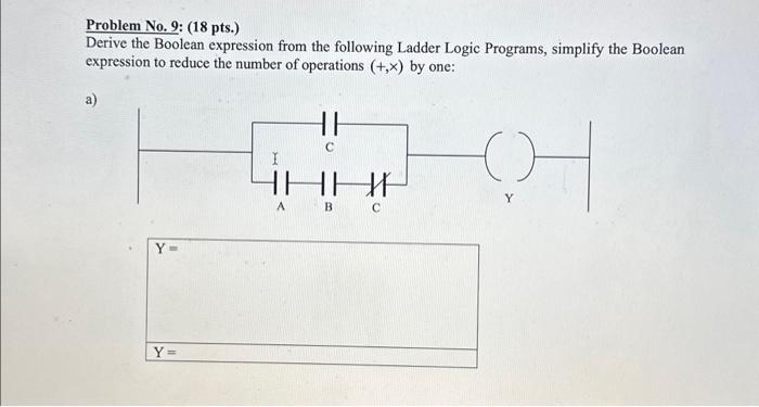 Solved Problem No, 9: (18 pts.) Derive the Boolean | Chegg.com