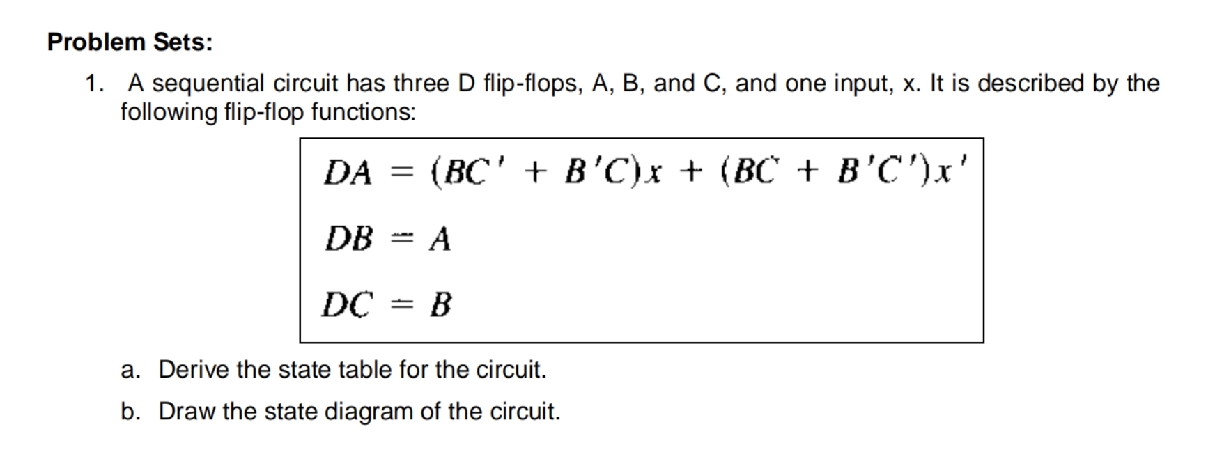 Solved Problem Sets:A sequential circuit has three D | Chegg.com