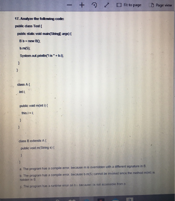 Solved 15 What Is The Output Of Running Class C Class A 6436
