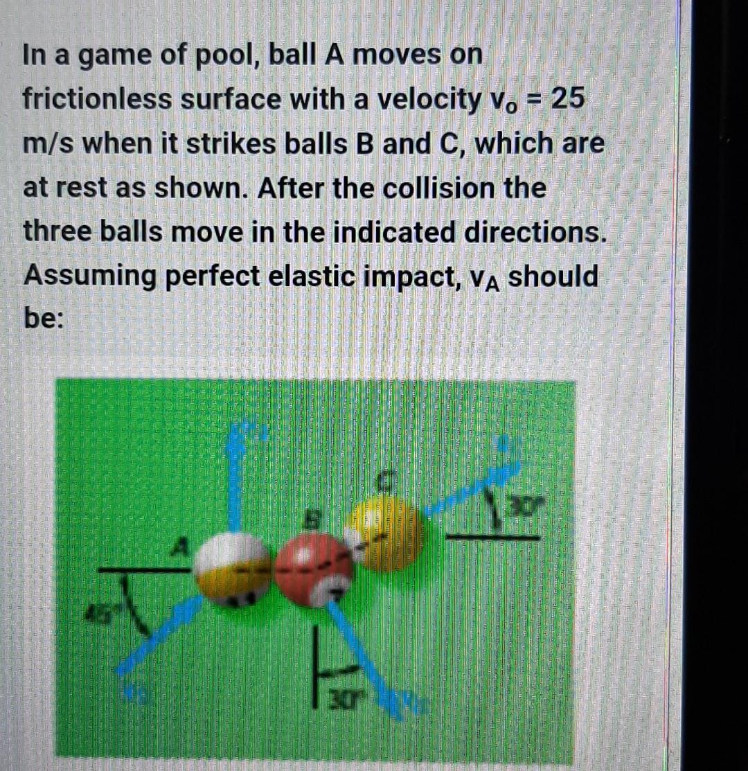 Solved In a game of pool, ball A moves on frictionless | Chegg.com