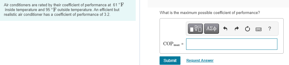 Solved Air conditioners are rated by their coefficient of | Chegg.com