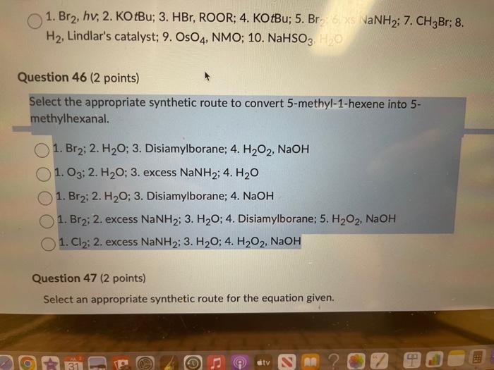 Solved 1. Br2, hv, 2. KOtBu; 3. HBr, ROOR; 4. KOtBu; 5. Br. | Chegg.com