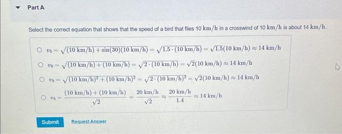 Solved select the correct equation that shows the speed of a | Chegg.com