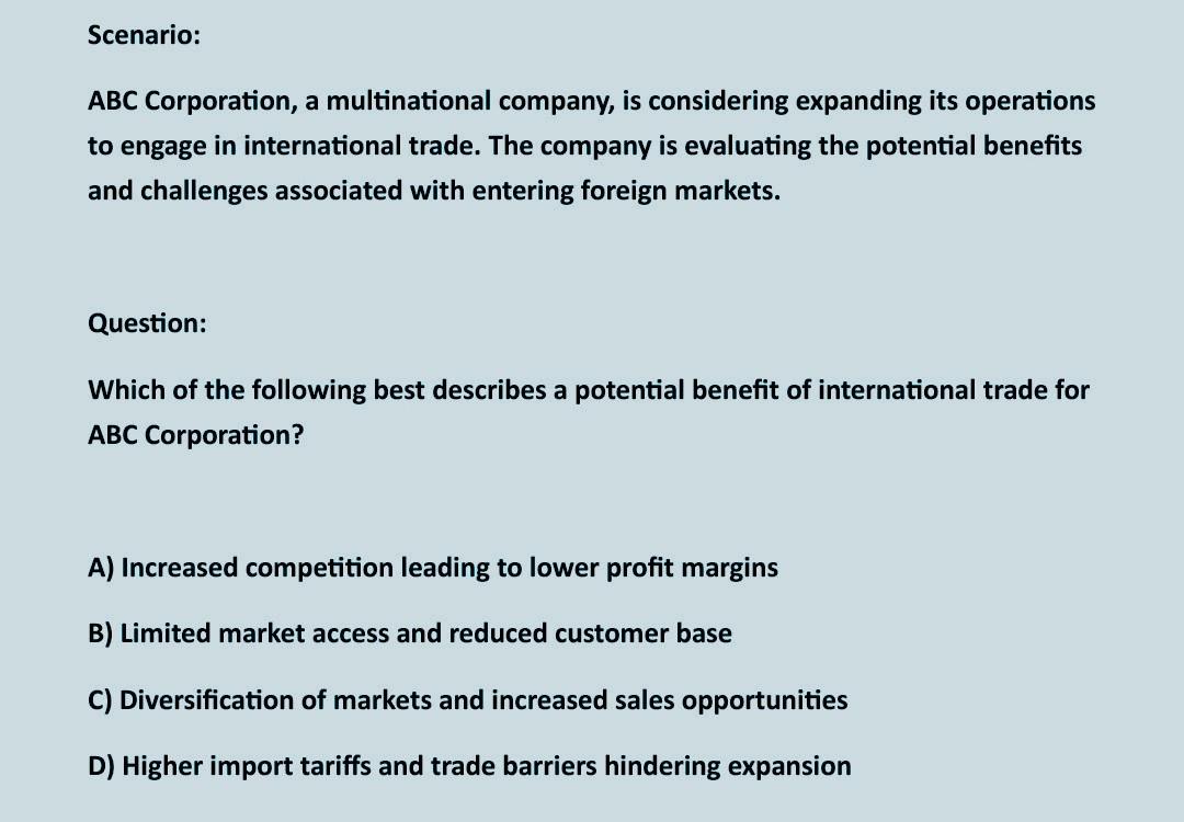 Solved Scenario: ABC Corporation, a multinational company, | Chegg.com