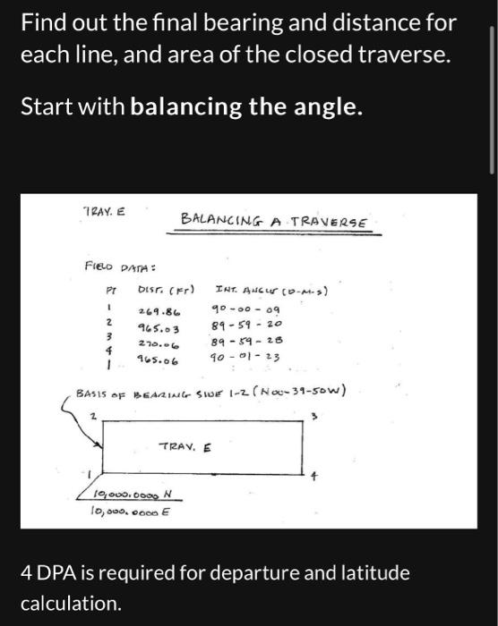 solved-find-out-the-final-bearing-and-distance-for-each-chegg