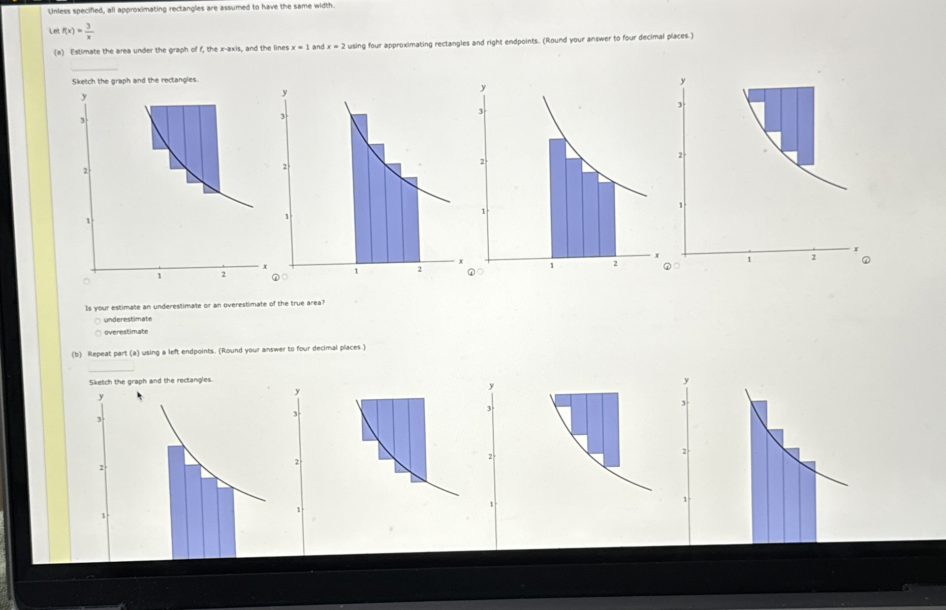 Solved Unless specified, all approximating rectangles are | Chegg.com