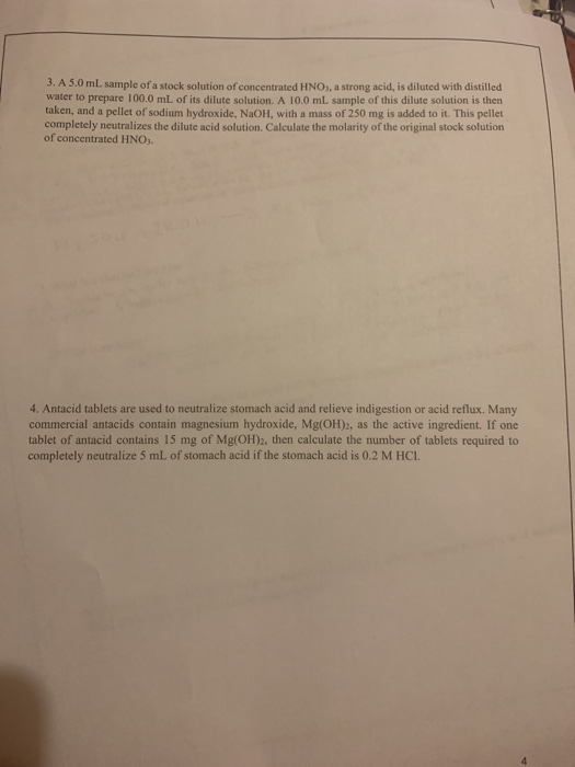Solved Post Lab Questions 1. A 12.5 mL sample of 0.25 M | Chegg.com