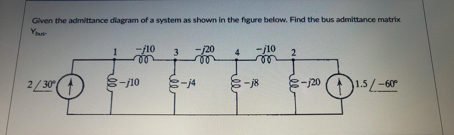 Solved given the admittance diagram of a system as.shown in | Chegg.com