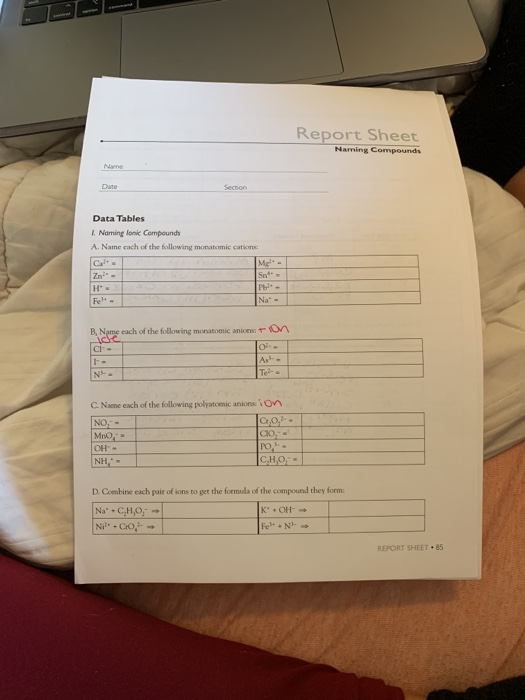 Solved Report Sheet Naming Compounds Dute Data Tables Noming | Chegg.com Solved Report Sheet Naming Compounds Dute Data Tables Noming | Chegg.com