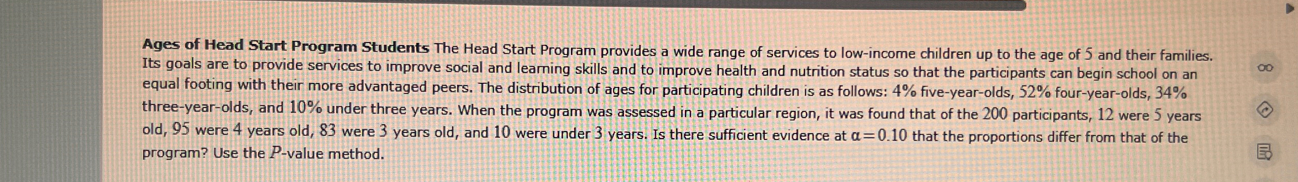Solved Ages of Head Start Program Students The Head Start | Chegg.com