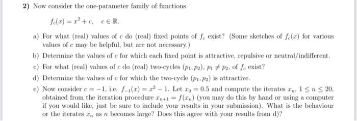 Solved 2) Now consider the one-parameter family of functions | Chegg.com
