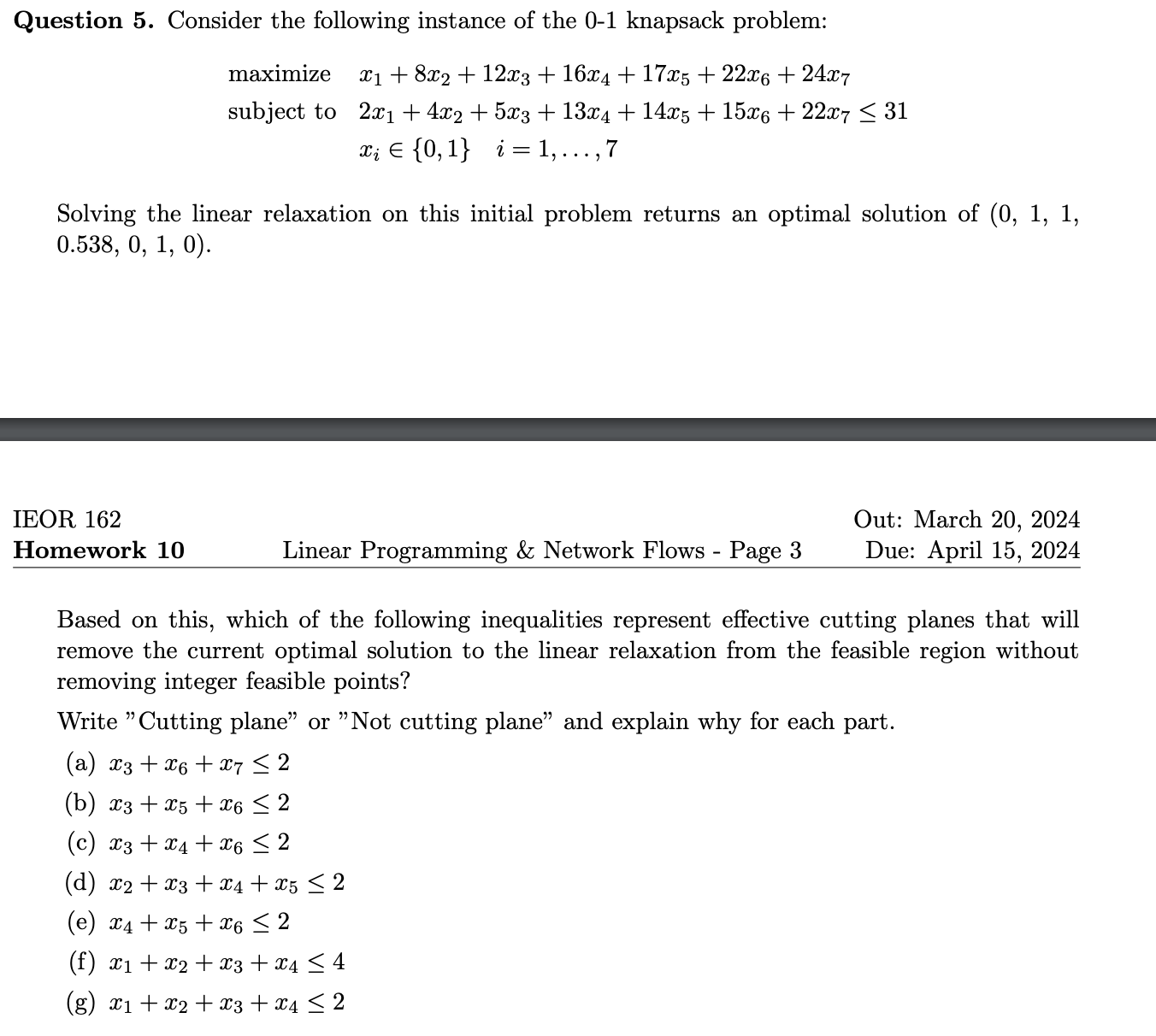 Solved Question 5. ﻿Consider the following instance of the | Chegg.com