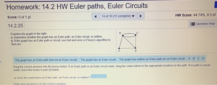 Solved Homework: 14.2 HW Euler paths, Euler Circuits Score: | Chegg.com