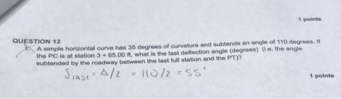 Solved A simple horizontal curve has 35 degrees of curvature | Chegg.com