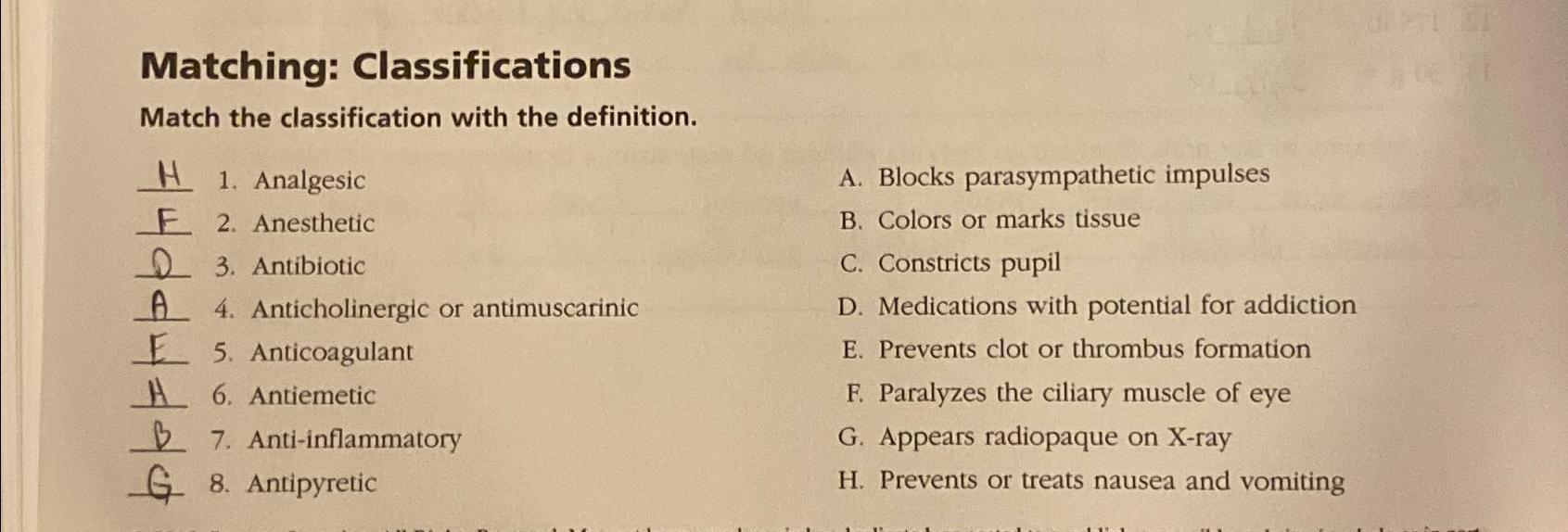 Solved Matching: ClassificationsMatch the classification | Chegg.com