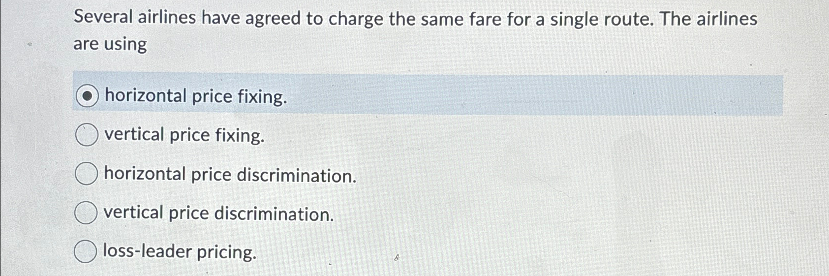 Solved Several airlines have agreed to charge the same fare | Chegg.com
