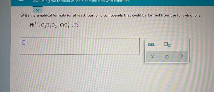 Solved Predicting the formula of ionic compounds Write the | Chegg.com