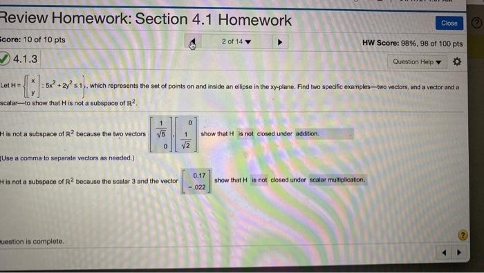 Solved Review Homework: Section 4.1 Homework Close Score: 10 | Chegg.com