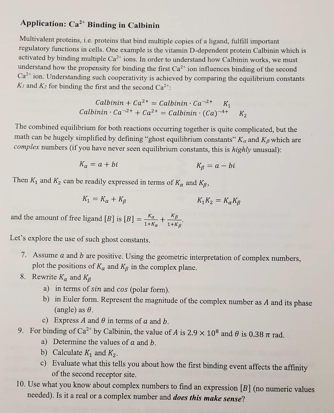 Solved Application: Ca2+ Binding in Calbinin Multivalent | Chegg.com