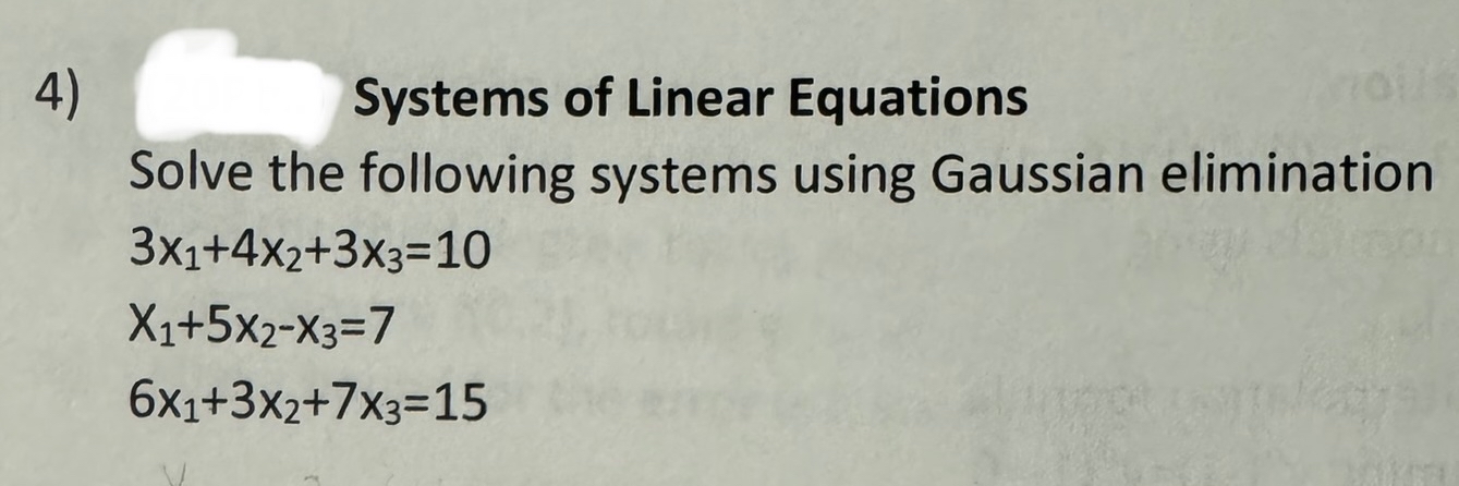 Solved Systems of Linear EquationsSolve the following | Chegg.com