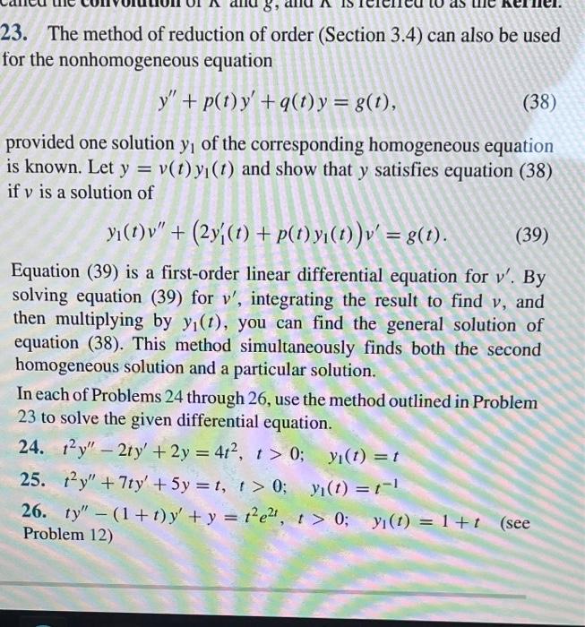 Solved 23. The method of reduction of order (Section 3.4) | Chegg.com