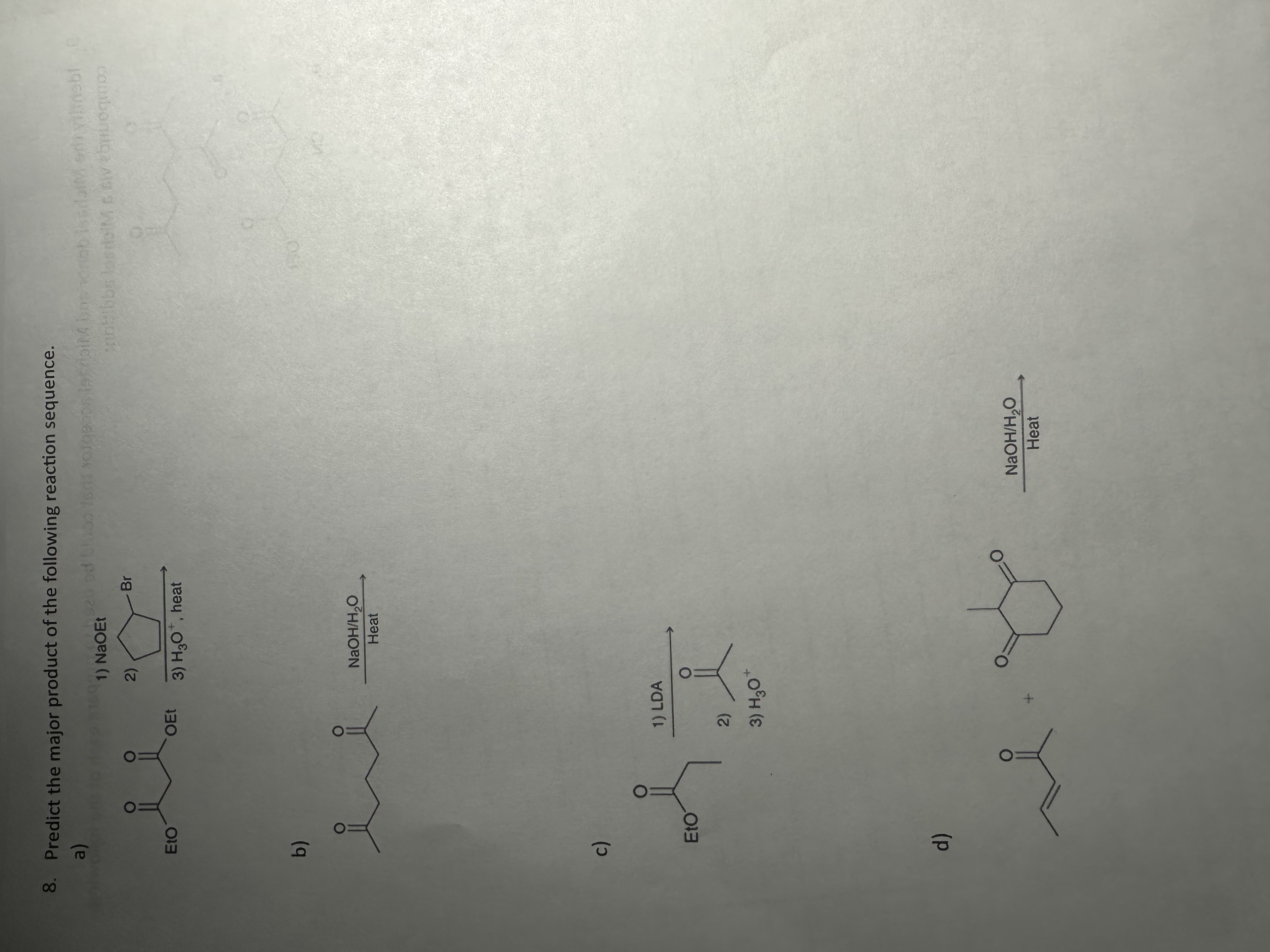 8. ﻿Predict the major product of the following | Chegg.com