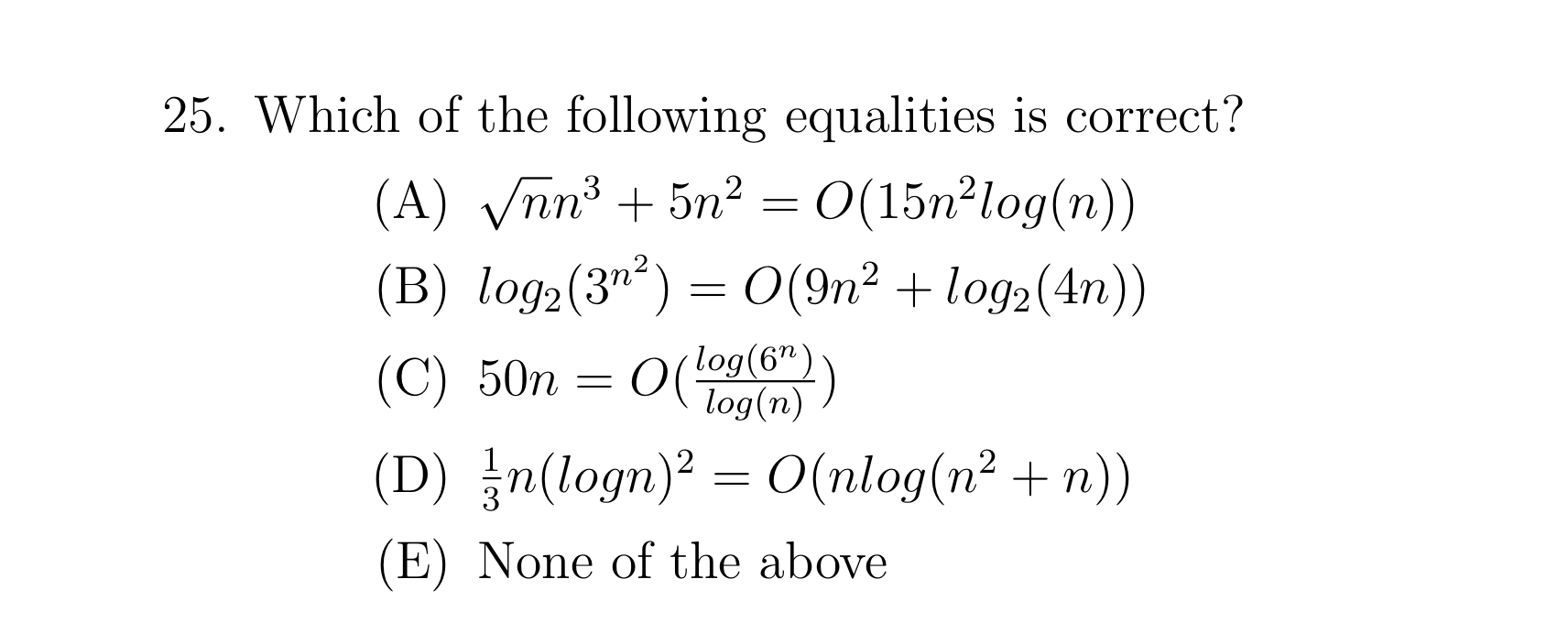 Solved Which of the following equalities is | Chegg.com