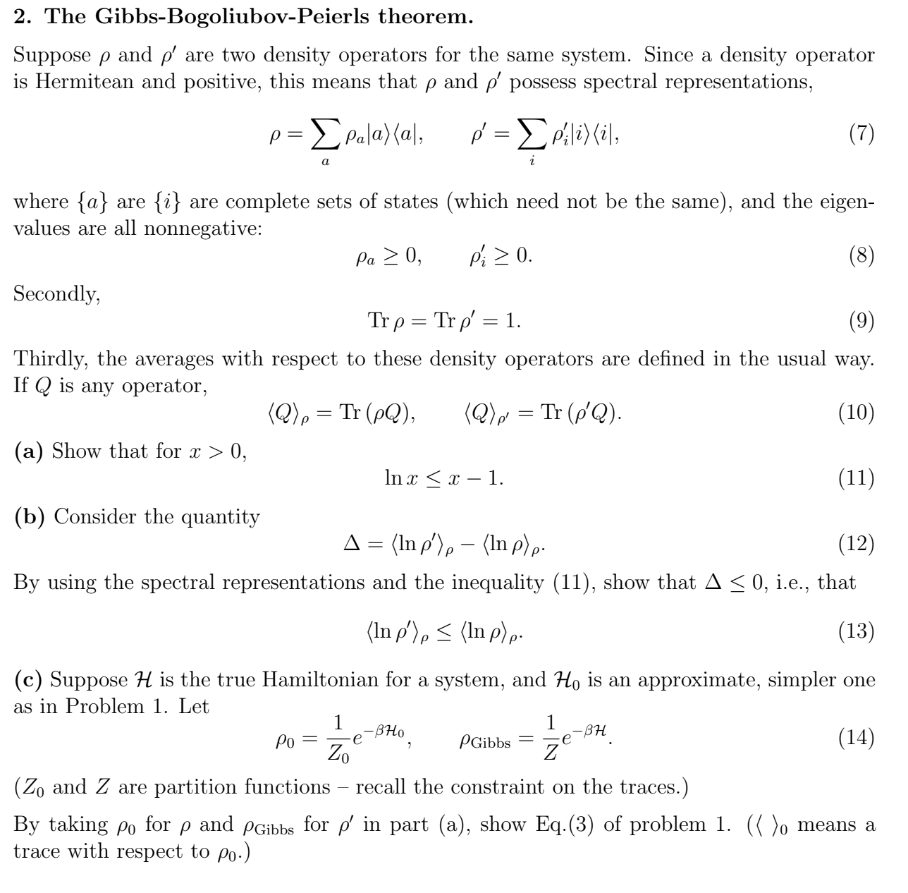 Solved The Gibbs-Bogoliubov-Peierls theorem.Suppose ρ ﻿and | Chegg.com