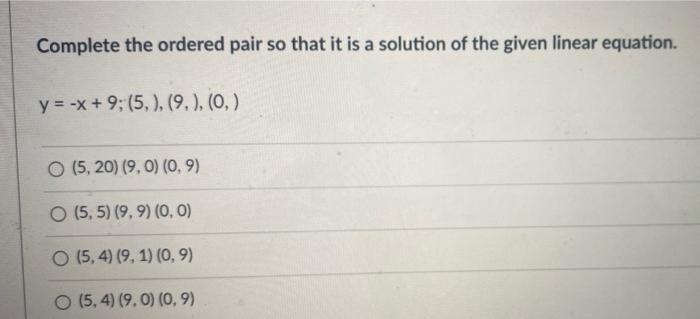 Solved Complete the ordered pair so that it is a solution of | Chegg.com