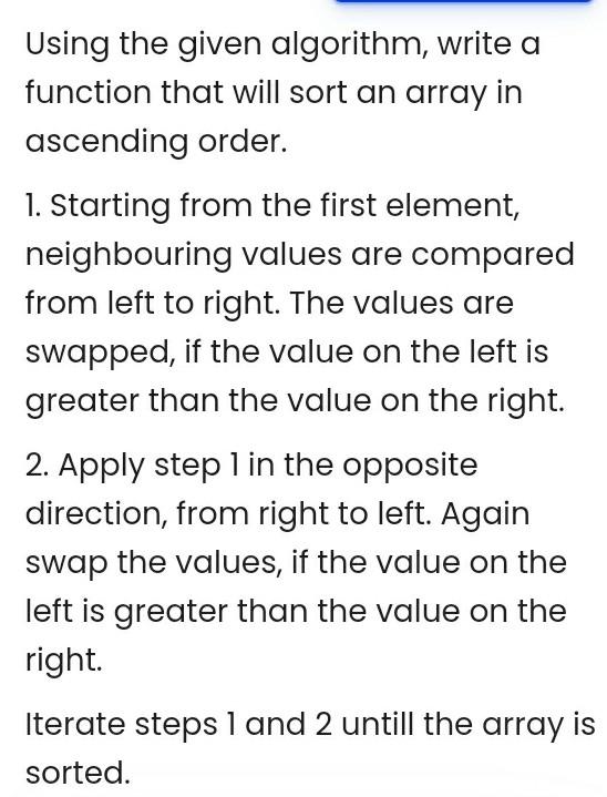 Solved Using The Given Algorithm Write A Function That Will