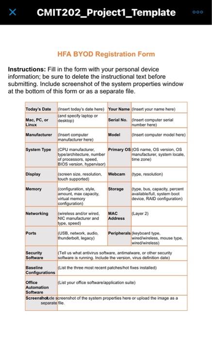 Solved Instructions: Fill in the form with your personal | Chegg.com