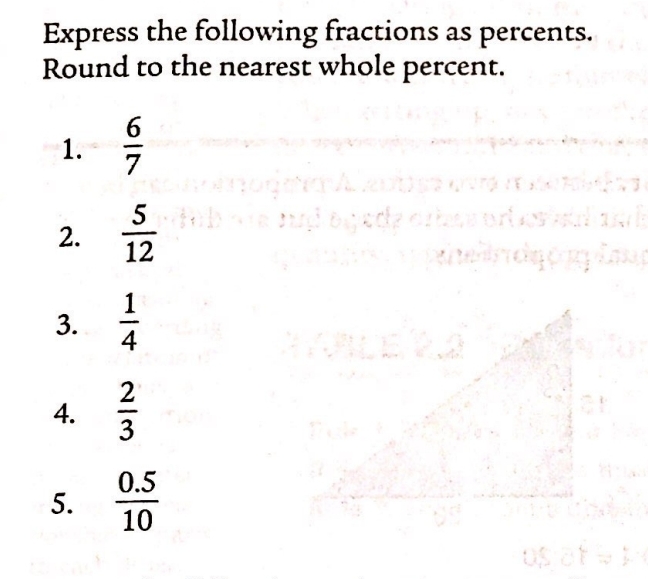 Solved Express the following fractions as percents.Round to | Chegg.com