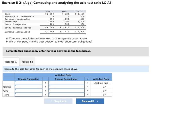 Solved Exercise 5-21 (Algo) Computing and analyzing the | Chegg.com Solved Exercise 5-21 (Algo) Computing and analyzing the | Chegg.com