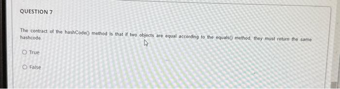 Solved The contract of the equals() method says that an | Chegg.com