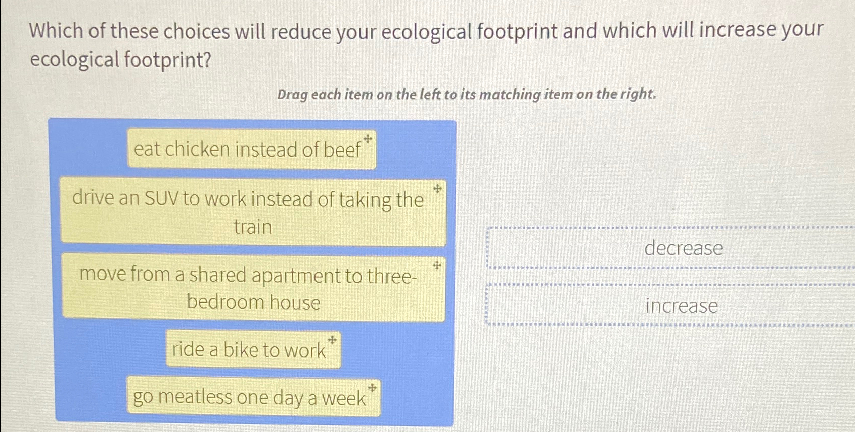 Solved Which of these choices will reduce your ecological | Chegg.com