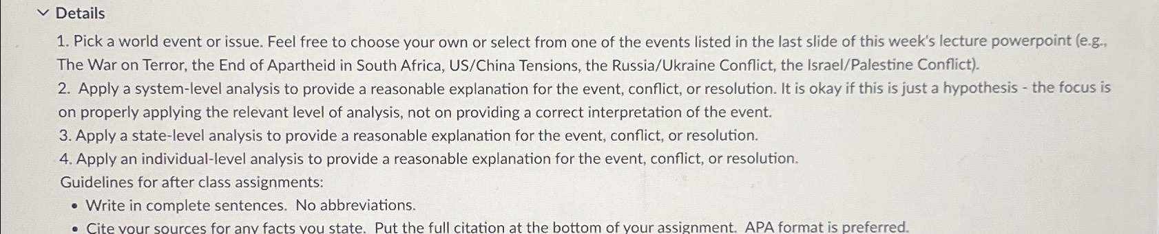 DetailsPick a world event or issue. Feel free to | Chegg.com