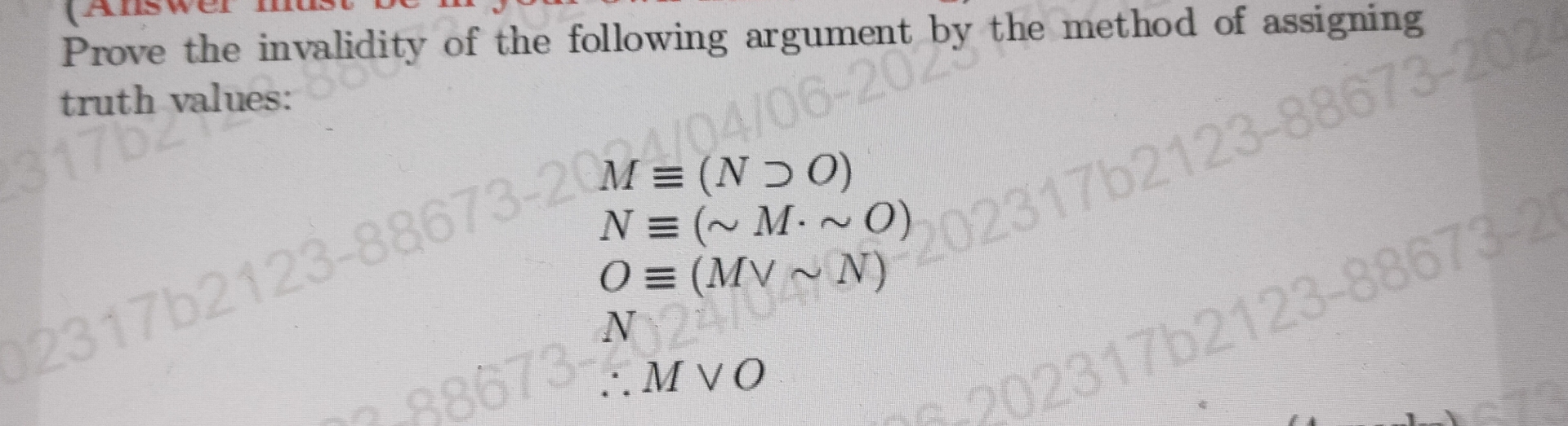 Solved Prove the invalidity of the following argument by the | Chegg.com