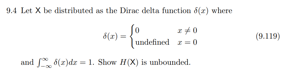 Solved 9.4 ﻿Let x ﻿be distributed as the Dirac delta | Chegg.com