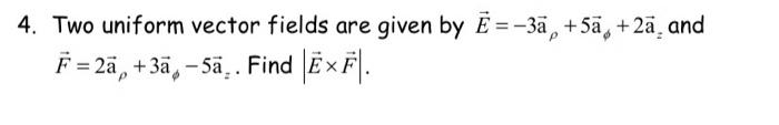 Solved 4. Two uniform vector fields are given by | Chegg.com