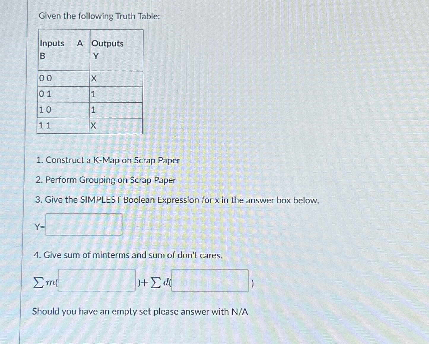 Given The Following Truth 