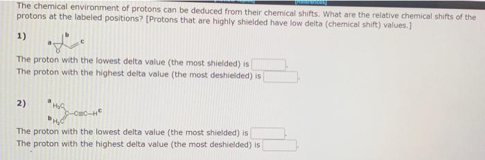 Solved The chemical environment of protons can be deduced | Chegg.com