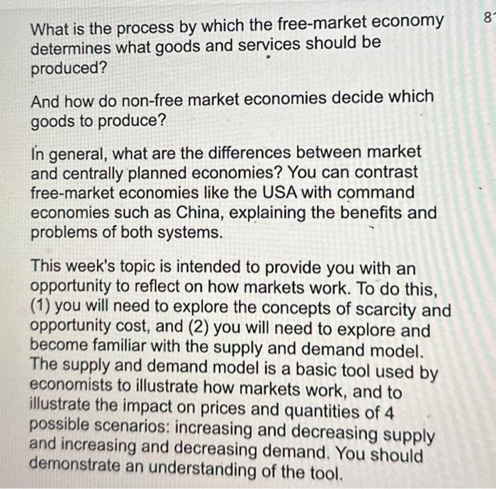 What is the process by which the free-market economy | Chegg.com
